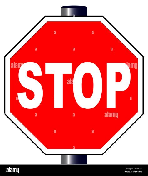 The Large Octagon Red And White Stop Sign Isolated Over A White