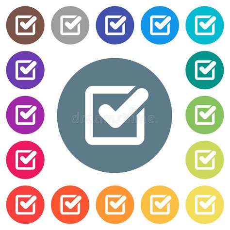 Checkbox White Icons In Round Glossy Buttons On Black Background Stock