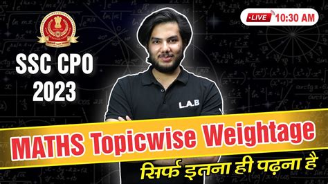 SSC CPO 2023 LIVE CPO Maths Topicwise Weightage SSC CPO Maths By