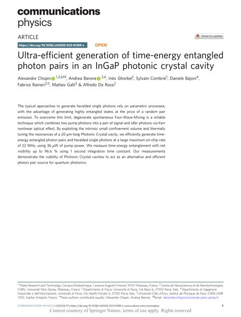 pdf ultra efficient generation of time energy entangled photon pairs