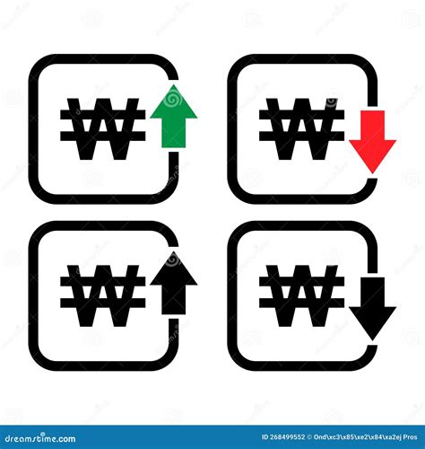 Set Of Cost Symbol Yuan Increase And Decrease Icon Money Vector Symbol