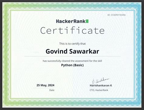 Govind Sawarkar On Linkedin Hackerrank Python Sql Css