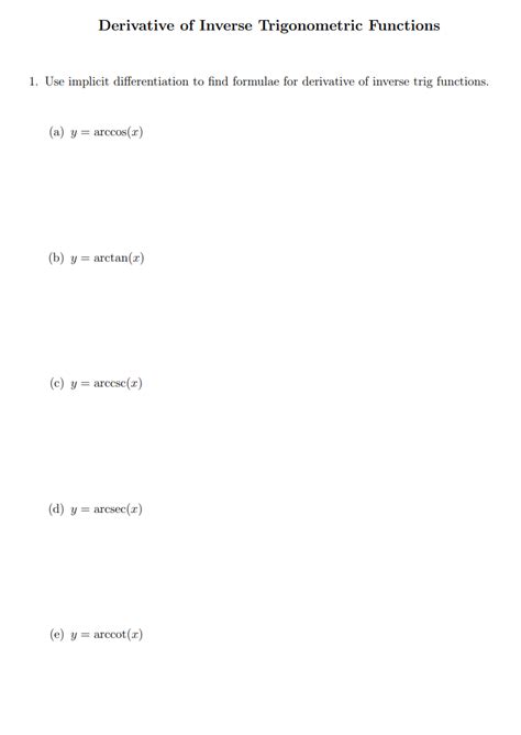 Solved Derivative Of Inverse Trigonometric Functions Use Chegg