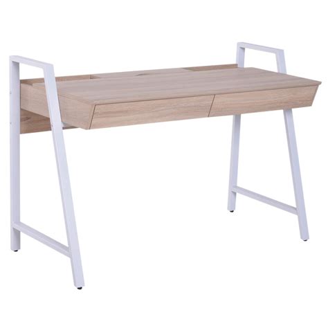 Buy HOMCOM Computer Writing Desk Wood Top PC Laptop Study Table Workstation Home Office Metal