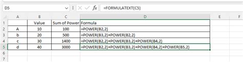 Google Sheets Excel Formula For Sum Of Power Need To Expand Cell By Cell Stack Overflow