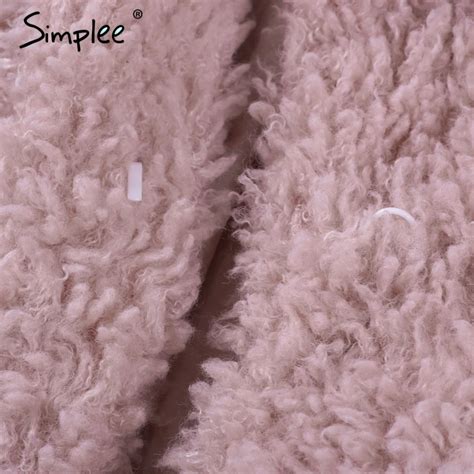 Simplee Warm Faux Fur Coat Large Sizes Long Female Pink Outerwear