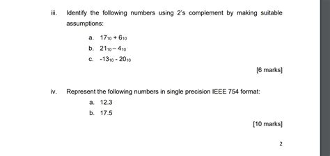 iii identify the following numbers using 2 s