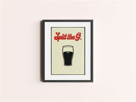 Guinness Split The G Cursive Retro Style Digital Wall Art Print Etsy