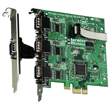 PX 420 4 Port RS232 PCI Express Serial Card 3x9 Pin Ports 1x9 Pin Port Brainboxes