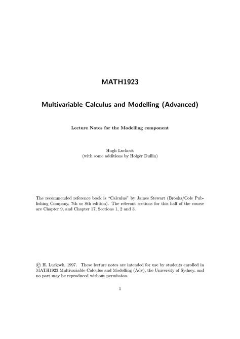 Differential Equations And Modelling W1 6 Math Multivariable