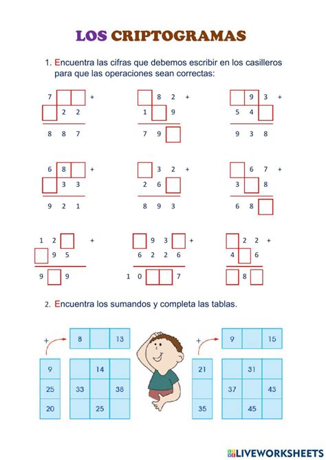 The Worksheet For Los Criptogramas Is Shown In Red And Blue