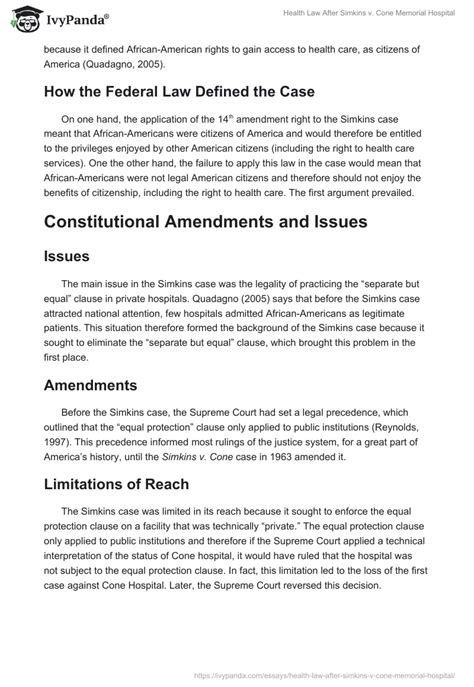 Health Law After Simkins V Cone Memorial Hospital 1193 Words