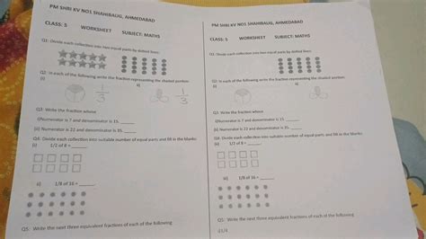 Pm Shri Kv No1 Shahibaug Ahmedabad Class 5 Worksheet Subject Maths Q1