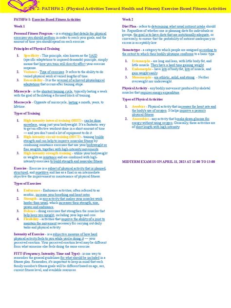 Pathfit 2 Midterm Reviewer Exercise Based Fitness Activities Pdf