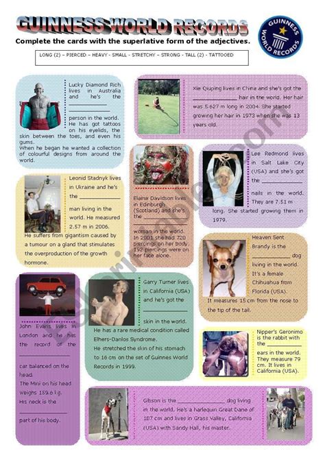 Guinness World Records ESL Worksheet By Hknong