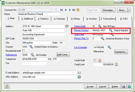 Creating Sage 100 ERP Primary Contact From Sage CRM Sage CRM Tips