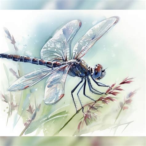 Elegant Dragonfly Watercolor Art Print 5x7 Na Folksy