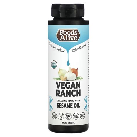 Foods Alive 유기농 드레싱 참깨 오일 함유 비건 랜치 236ml8fl Oz
