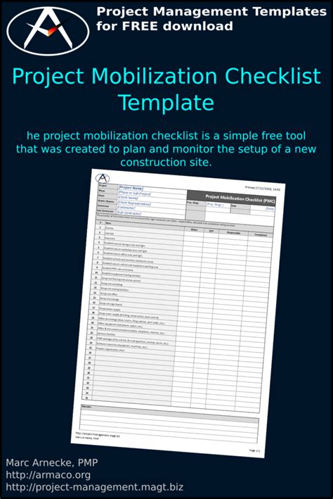 Download Project Mobilization Checklist Template World Of Project