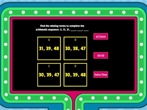 Arithmetic Sequence Gameshow Quiz