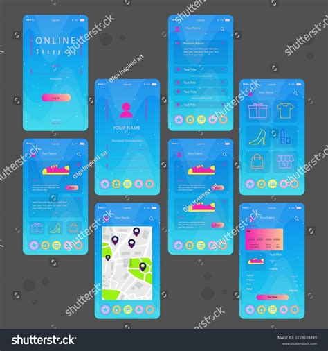 Mobile App Online Shopping Ui Ux Stock Vector Royalty Free 2229104449 Shutterstock