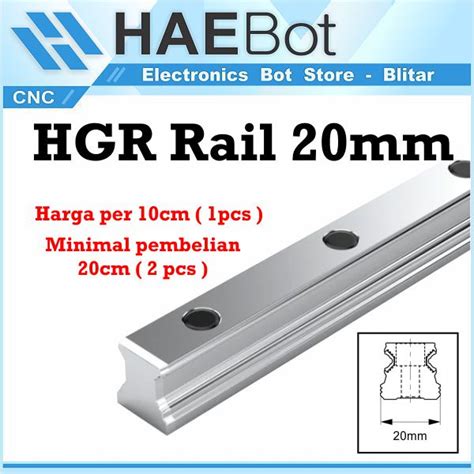 Jual [haebot] Linear Guide Rail Hgr20 Hgr 20 20mm 10cm Rel Cnc Laser Co2 Router Milling Plasma
