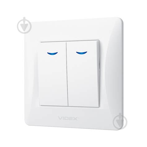 ᐉ Вимикач двоклавішний Videx Binera з підсвіткою білий Vf Bnsw2l W • Краща ціна в Києві Україні