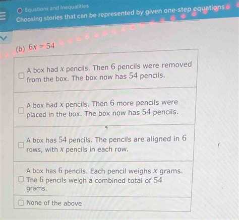 Solved Equations And Inequalities Choosing Stories That Can Be