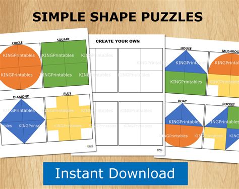 Simple Shape Puzzle File Folder Games Printable Busy Binder Etsy