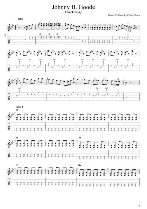 チャックベリーJohnny B Goodeギターコード Tab譜 Guitar Jam