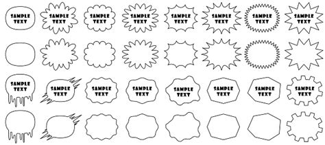 꼬리가없는 만화 음성 거품 세트 수평으로 쓰기위한 작은 레이블 라인 드로잉 선은 스트로크 벡터 일러스트레이션입니다 수평 구성에 대한 스톡 벡터 아트 및 기타 이미지 Istock