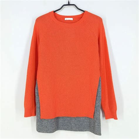 잇미샤 여 모혼방 투배색 긴팔 니트티 오렌지82 H 헬로마켓