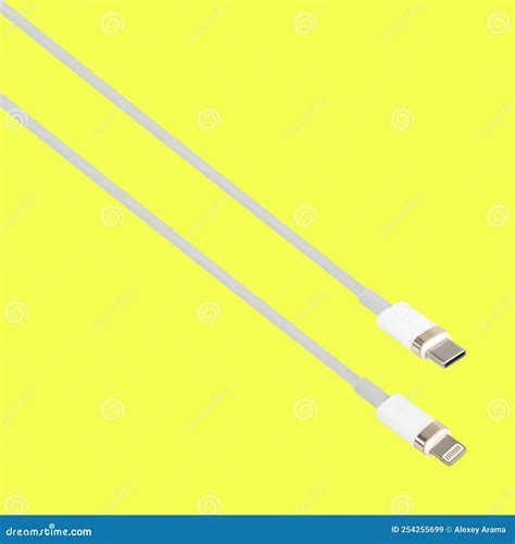 Cable With Type C And Lightning Connector On A Yellow Background Stock Image Image Of