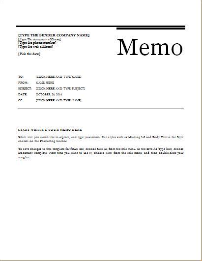 Ms Word Memo Template Volfwar