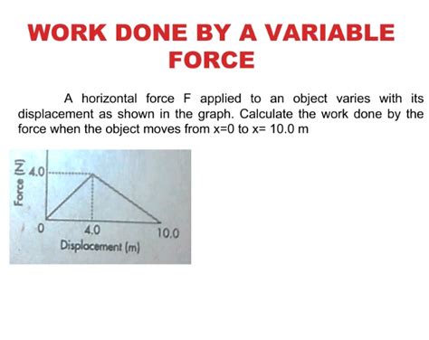 Work Done By A Variable Force A Horizontal Studyx