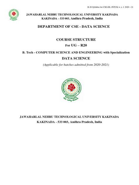 Cse Ds R20 Course Structure Pdf Data Science Systems Science