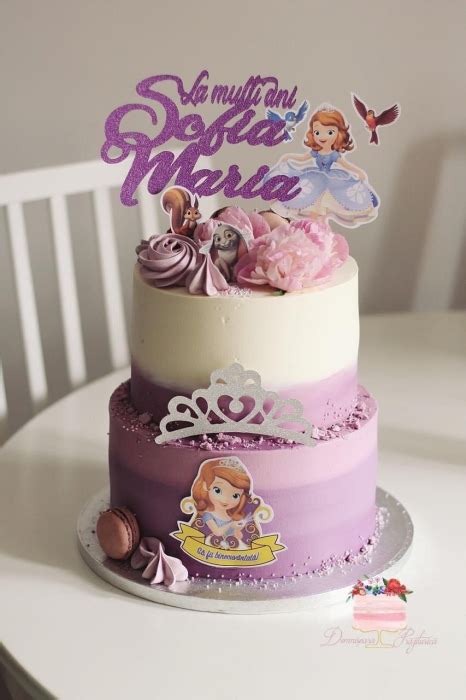 Decor Tort Cu Coronita Argintie Printesa Sofia