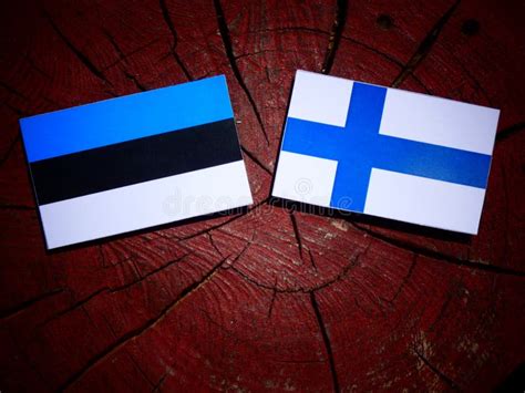 Estonian Finnish Lithuanian Latvian And German Flags Waving In The