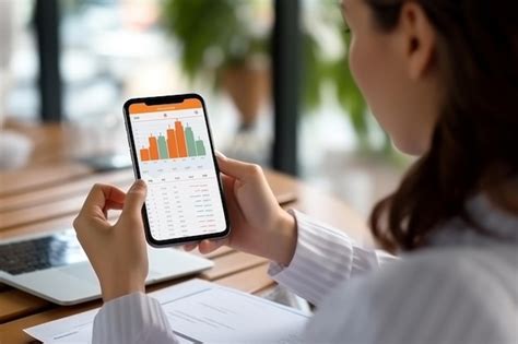 Premium Photo Businesswoman Consulting Graphs And Statistics On A Digital Device