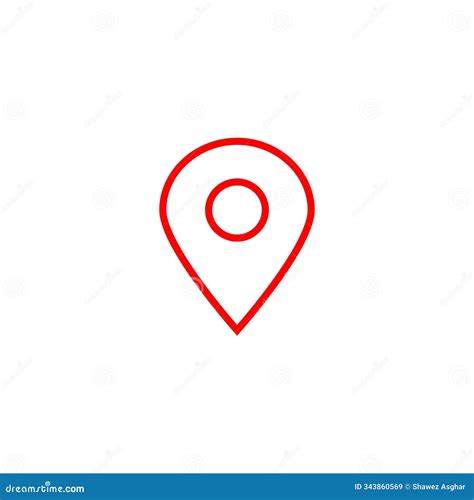 Location Icon Map Pin Outline Red Vector Address Area Marker Navigation Sign Symbol Isolated On