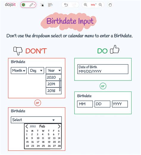 Birthdate Entry Best Practices Birthdate Web Design Entry Design