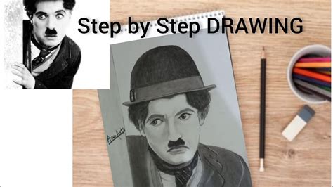 HOW TO DRAW CHARLIE CHAPLIN STEP BY STEP DRAWING Realistic Sketche