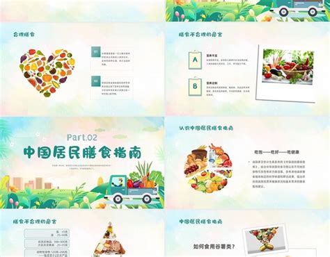 蓝色小清新社区医院健康均衡营养合理膳食宣传教育ppt模板 包站长