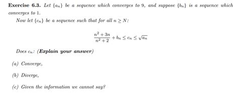 Solved Exercise 63 Let An Be A Sequence Which Converges