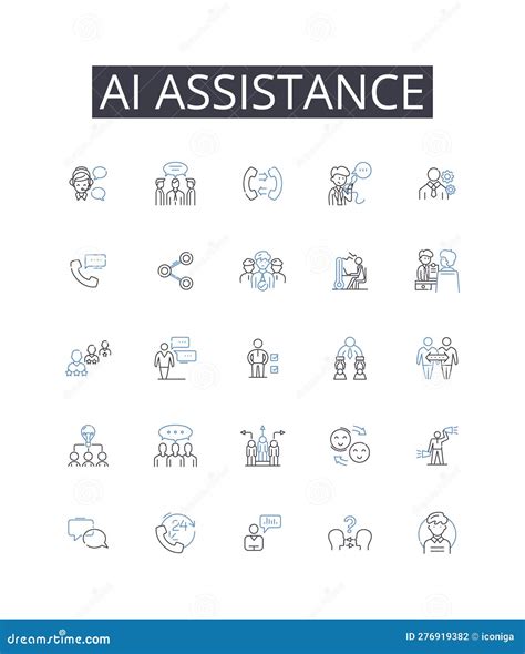 Ai Assistance Line Icons Collection Entanglement Superposition Qubit