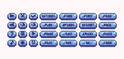 Premium Vector Crystal Diamond Buttons Pixel Art Setblue Ice Interface Bar Collection
