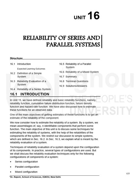Reliability Of Series And Parallel Systems Pdf Reliability