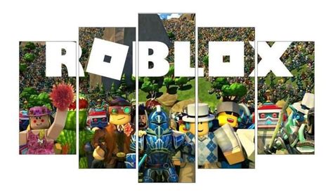Quadro Mosaico Gamer 5 Peças Mdf Game Roblox Video Game Premium