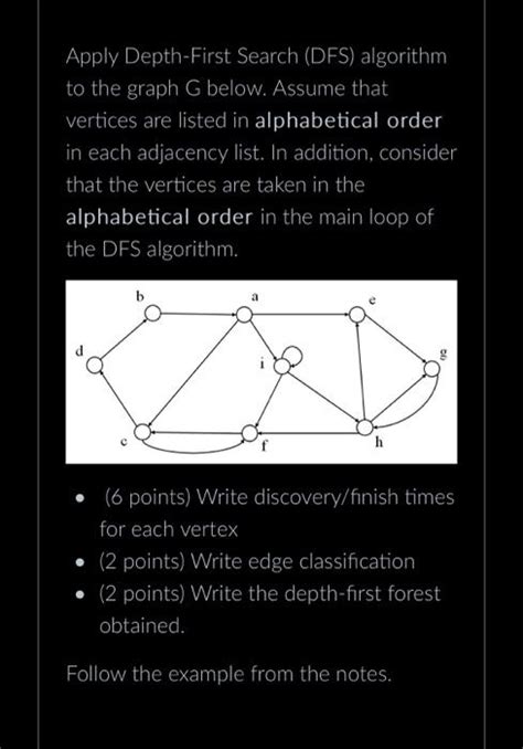 Solved Apply Depth First Search Dfs Algorithm To The Graph