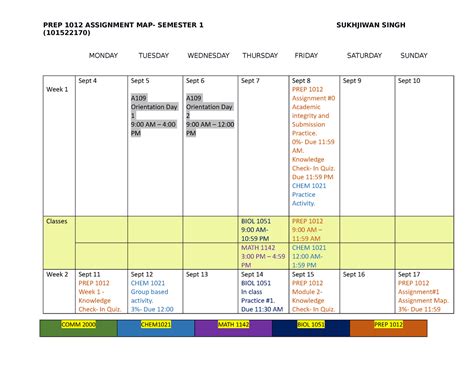 Prep 1012 Assignment Schedule Studocu
